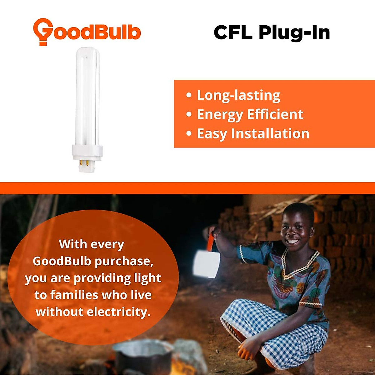 GoodBulb 26 Watt CFL Light Bulbs | 4 Pin G24Q-3 Base 5000K Daylight | 26W High Output 1800 Lumens | Double Tube Compact Fluorescent Light Bulbs Plug-in | 10 Pack