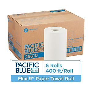 Pacific Blue Ultra 9” Paper Towel Roll (Previously Branded SofPull) by GP PRO (Georgia-Pacific), White, 26610, 400 Feet Per Roll, 6 Rolls Per Case