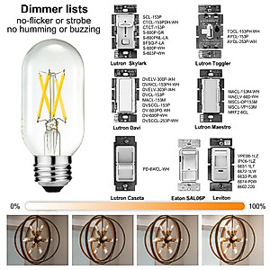 LiteHistory E26 Edison Bulb 6W Equivalent E26 LED Bulb 60 Watt Dimmable Neutral White 4000K E26 Light Bulb AC120V 600lm Tubular T14 T45 LED Bulb for Pendant,Sputnik,Vanity,Chandeliers Pack of 6