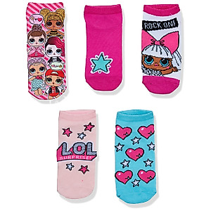 L.O.L. Surprise! girls Lol Surprise! 5 Pack Shorty Socks, Assorted Pink, Shoe Size 3-8 US