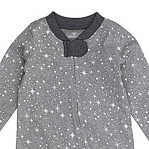 HonestBaby Sleep and Play Footed Pajamas One-Piece Sleeper Jumpsuit Zip-front PJs Organic Cotton for Baby Boys, Unisex, Twinkle Star, 3-6 Months