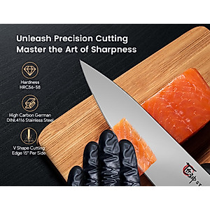 SYOKAMI Kitchen Knife Set, 14 Pieces Japanese Style Knife Block Set with Magnetic Holder, High Carbon Stainless Steel Ultra Sharp Knives for kitchen with Ergonomic Handle and Sharpener, Black Dot