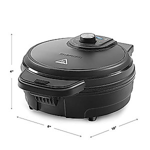 Chefman Anti-Overflow Belgian Waffle Maker w/Shade Selector, Temperature Control, Mess Free Moat, Round Iron w/Nonstick Plates & Cool Touch Handle, Measuring Cup Included, Black