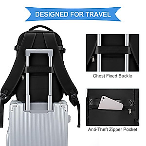 coowoz Large Travel Backpack For Women Men,Carry On Backpack,Hiking Backpack Waterproof Outdoor Sports Rucksack Casual Daypack Travel Essentials（Black Minimalist）