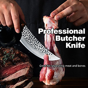 FONGSING Viking Knife cuchillos para carniceria Chef knife Butcher Knife Forged Boning Knives pocket knife husk knife hunting knife Camping knife is suitable for meat cutting BBQ Family Gathering