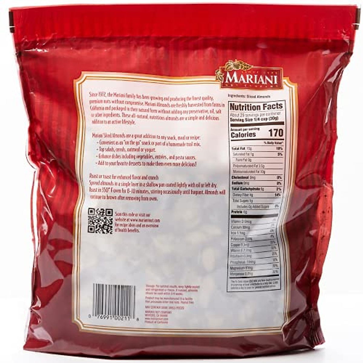 Mariani Nut - Sliced Premium California Almonds - Gluten Free, Kosher Certified - Stand Up 2lb Bag (Pack of 1)