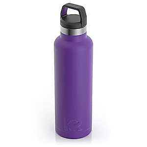 RTIC 20 oz Vacuum Insulated Water Bottle, Metal Stainless Steel Double Wall Insulation, BPA Free Reusable, Leak-Proof Thermos Flask for Hot and Cold Drinks, Travel, Sports, Camping, Majestic Purple