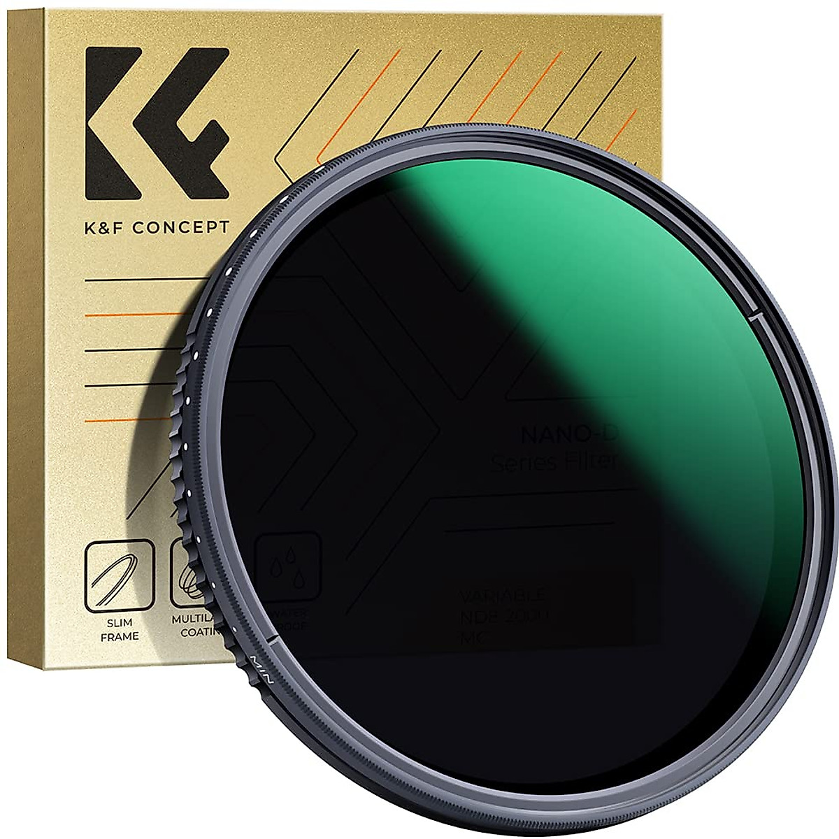 K&F Concept 58mm Variable Neutral Density Lens Filter ND8-ND2000 (3-11stop) Waterproof Adjustable ND Lens Filter with 24 Multi-Layer Coatings for Camera Lens (D-Series)