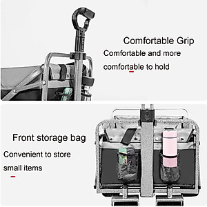 ASUMUI Outdoor Collapsible Wagon Portable Beach Cart,Adjustable Rolling Carts with Big Wheels/Two Chairs/Desktop,for Beach, Shopping (White)