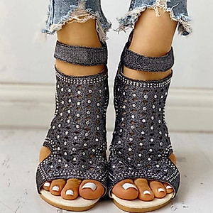 ZHOUXINGB Shoes for Women, Wedge Sandals for Women Low Heel Size 5 Sandals No Back Water Shoes Athletic Shoes High Heel Booties Dressy Womens Leather Sandals