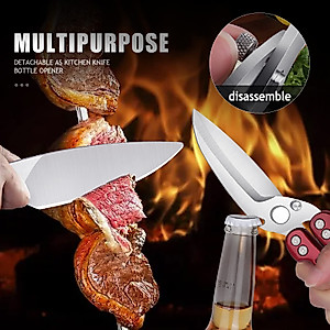 DRAGON RIOT Heavy Duty Poultry Shears - A Must Have Kitchen Shears for Chicken and Meat Cutting - Dishwasher Safe and Stainless Food Kitchen Scissors for Thanksgiving(Burgundy)