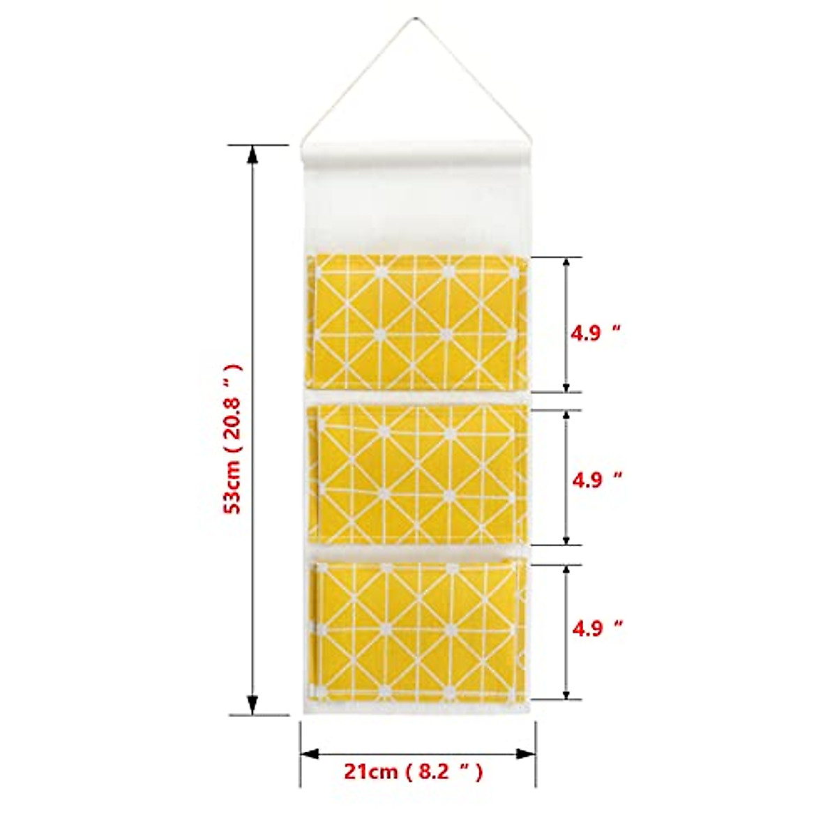 KINGREE 3Pcs Wall Closet Hanging Storage Bag, Premium Linen Fabric Over The Door Organizer, Hanging Storage Pouches with 3 Pockets for Bedroom Bathroom - Waterproof & Stylish(Grid)