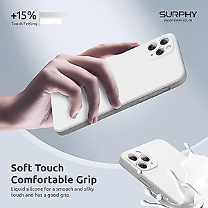 SURPHY Square Design for iPhone 11 Pro Max Case with Camera Protection, Straight Edge Design Liquid Silicone Slim Case, White