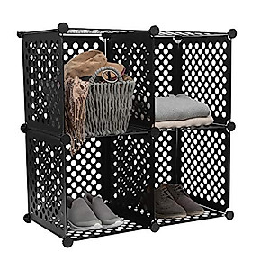 Organize It All Set of 4 Stacking Cubes, Dimensions: 30.2 x 30.2 x 14.8 inches, Stackable Cubes, Great for Any Room, Home Organization, Black