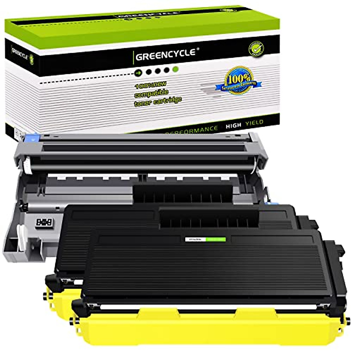 GREENCYCLE 2PK Black Toner Cartridge Replacement and 1PK Drum Unit Set Compatible for Brother TN650 TN-650 DR620 DR-620 for DCP-8060 8080 HL-5200 5240 5370dw 5380dn MFC-8470DN 8680DN 8890DW Printer