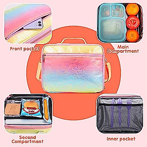 Kids Lunch Box Insulated Lunch Bag Box for Girls 3-12 Lunch Box School Supplies Reusable Lunch Box for Girls Back to School Leakproof Cooler Lunch Tote Bag with Adjustable Shoulder Strap