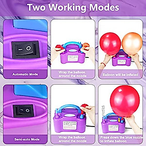 Electric Balloon Pump Portable Balloon Pump Electric Air Balloon Pump Electric Balloon Inflator, Balloon Decorations for Birthday Parties, Weddings, Festivals and Party（Purple）