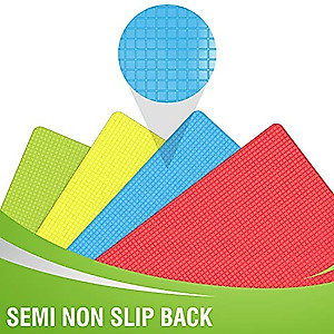 Zulay Kitchen Plastic Cutting Boards for Kitchen - Quality Thin Cutting Mat Set 4 Color - Flexible & Perfect for Chopping Meats, Vegetables, Beef, Fish, Chicken - Food Icons - Extra Large