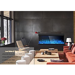 3-Sided Electric Fireplace Heater 80" Smart WiFi- Enabled Electric Fireplace Unit with 251 Color Flames Combinations, 3000/1500Watt Heater Wall Mount & Recessed Fireplace Inserts -Black