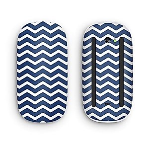 Design Skinz White and Navy Chevron Stripes Vinyl Decal Compatible with The Apple Magic Mouse 2 (Wireless, Rechargable) with Multi-Touch Surface