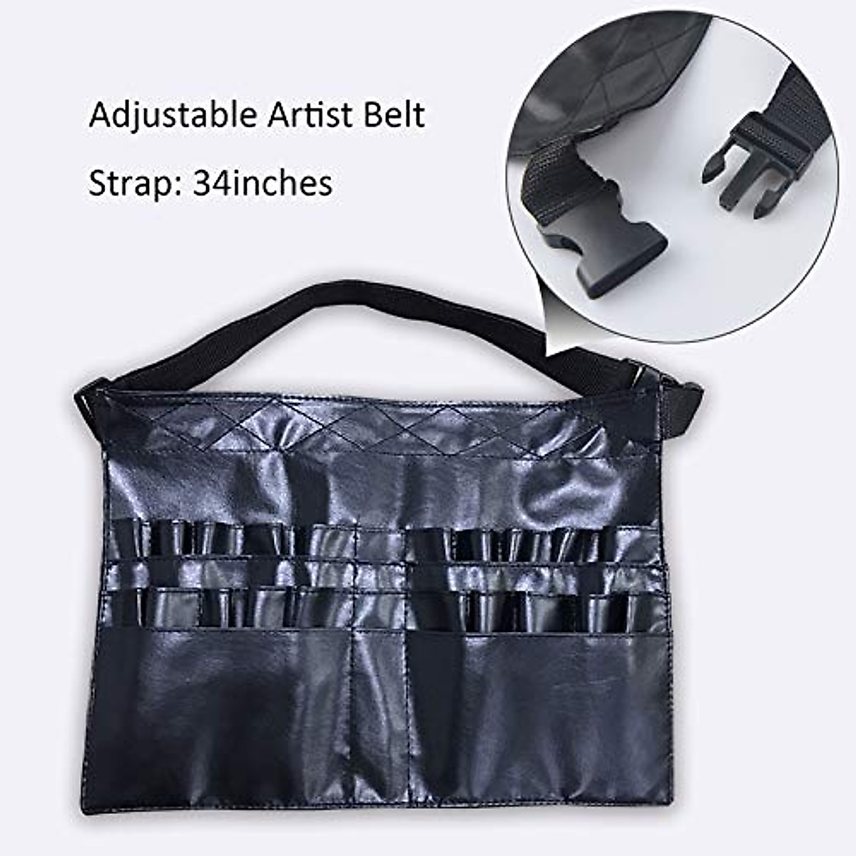 goldwheat Makeup Brush Belt Professional 26 Pockets With Artist Strap, Portable Foldable Cosmetic Pouch For Women