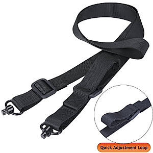 Two Point and Traditional Sling 2 Point Sling Quick Adjust with QD Sling Swivel for Hunting Black (with one qd Mount)