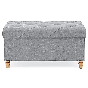 Nicehill 2022 Upgraded 30 Inches Storage Ottoman with Non-Skid Wooden Legs, 80L Ottoman with Storage for Living Room,Bedroom & Entryway, Foot Rest, Load 350lbs (Elegant Grey)