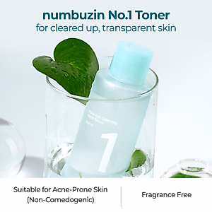 numbuzin No.1 Pure-Full Calming Herb Toner | Breakouts, Redness, Excess Oil Control, Blackhead Removal | Centella Asiatica, Heartleaf, Licorice Root | Acne-Prone, Sensitive Skin | 10.14 fl. oz