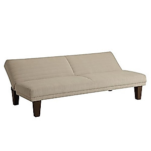 DHP Dillan 69 Inch Futon Sofa Bed, Modern Armless Upholstered Couch Sleeper with Tufted Back and Seat, Full, Tan