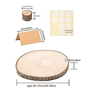 Caydo 2 Pieces 10-12 Inch Wood Cake Stand Large Wood Slices Serving Tray for Table Centerpiece, Wedding Cake and Cheese Board