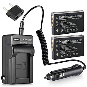 Kastar 2X Battery + Charger for Fujifilm NP-120 Pentax D-LI7 Ricoh DB-43 & FinePix 603 FinePix F10 F11 M603, KYOCERA Contax Tvs, Caplio 300G 400G G3 R330 RR10 RX, Contax BP-1500, Besteker DV-108
