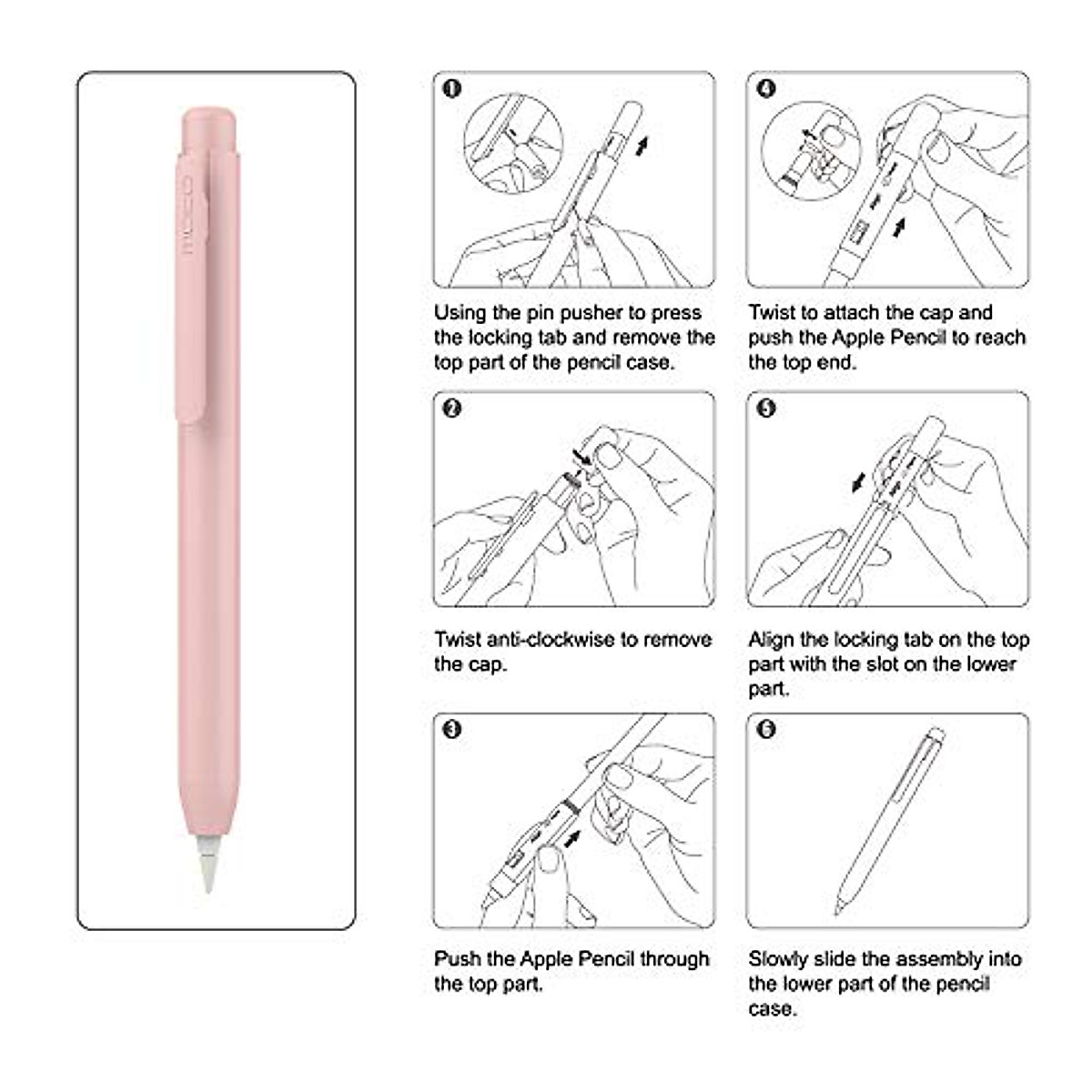 MoKo Holder Case for i-Pencil, Retractable Tip Cap for New iPad 10.2 2019/iPad Air (3rd Generation) 10.5" 2019/iPad Mini (5th Generation) 7.9" 2019 i-Pencil（Only for i-Pencil 1st - Pink