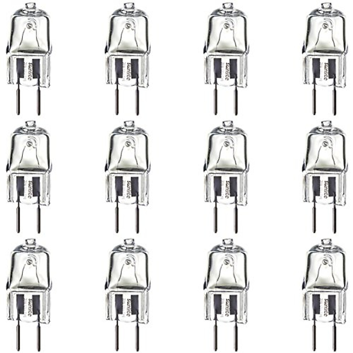 12 Pack Sunlite Halogen 20 Watt Single Ended T3.5 GY6.35 Base 120V Clear Light Bulb