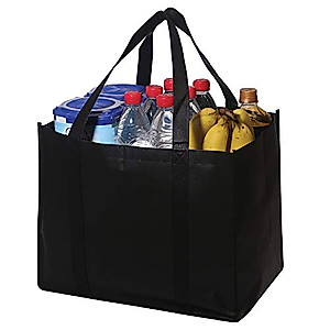 DIOMMELL Set of 10 Reusable Grocery Bags Extra Large Foldable Heavy Duty Shopping Tote Produce Bag with Reinforced Handles, Black