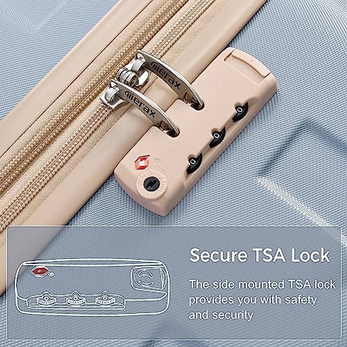 Merax 3 Piece Expandable ABS Hardshell Luggage Sets Spinner Wheel Suitcase TSA Lock Suit Case, New Light Blue, 20/24/28 Inch