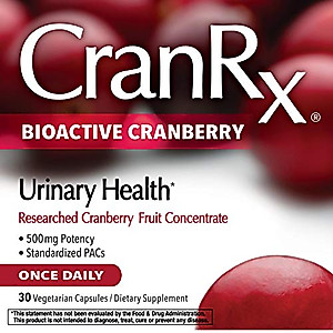 Nature's Way CranRx BioActive Cranberry, Urinary Tract Health Support* Supplement, 500mg per serving, 30 Vegetarian Capsules