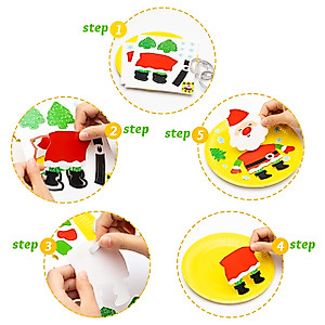 MALLMALL6 9Pcs Christmas Paper Plate Art Kits for Kids Theme Educational DIY Craft Card Parent-Child Activity Early Learning Art Project Classroom Party Supplies for Preschool Toddler Boys Girls