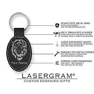 LaserGram Oval Keychain, Bronco Rider, Personalized Engraving Included (Black with Silver)