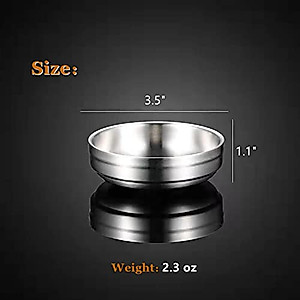 Lomoker 3.5" Double Wall Stainless Steel Soy Sauce Dishes, 3.5 Oz Small Dessert Bowls, Snack Bowls, Prep Bowls, Dipping Sauce Cups, Dishwasher Safe, Set of 4, Silver