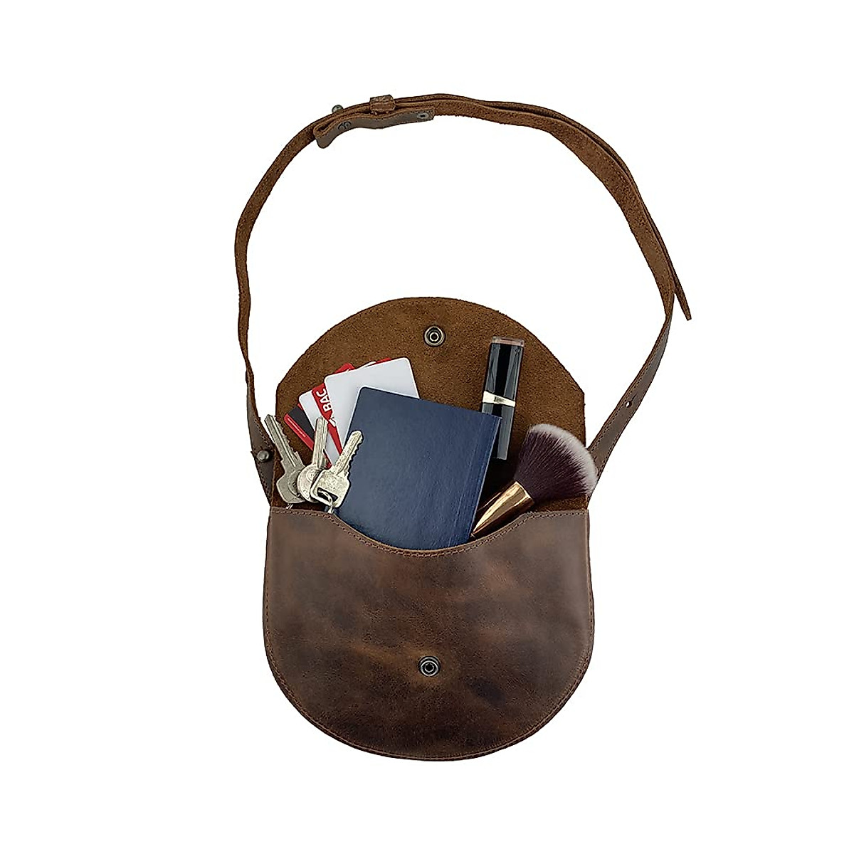 Hide & Drink, Hip and Shoulder Bag Handmade from Full Grain Leather (Bourbon Brown)