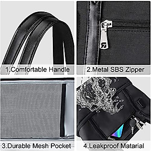 MONSTINA Lunch Tote Bag for Women Men,Large 2 Layer Lunch Bag with USB Port Thicken Aluminum Foil Reusable Lunch Box for School Office