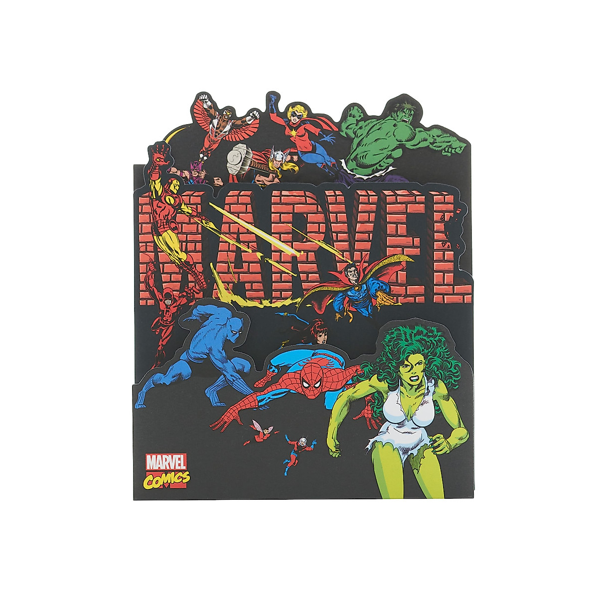 UK Greetings Marvel Birthday Card For Him/Boy/Friend With Envelope - Retro Pop-Up Design, With Iron-Man, She-Hulk, Spider-Man