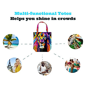 Cute Lion Tote Bag - Lion Figurine - Animal Themed Bag - Canvas Tote Bag for Women - Lion Decor - Aesthetic Large Beach Tote Bag Cute for Grocery Shopping Utility Book Teacher (Black - Lion)