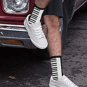 Piano Music Key Black Fun Colorful Novelty Graphic Crew Tube Socks For Men Women