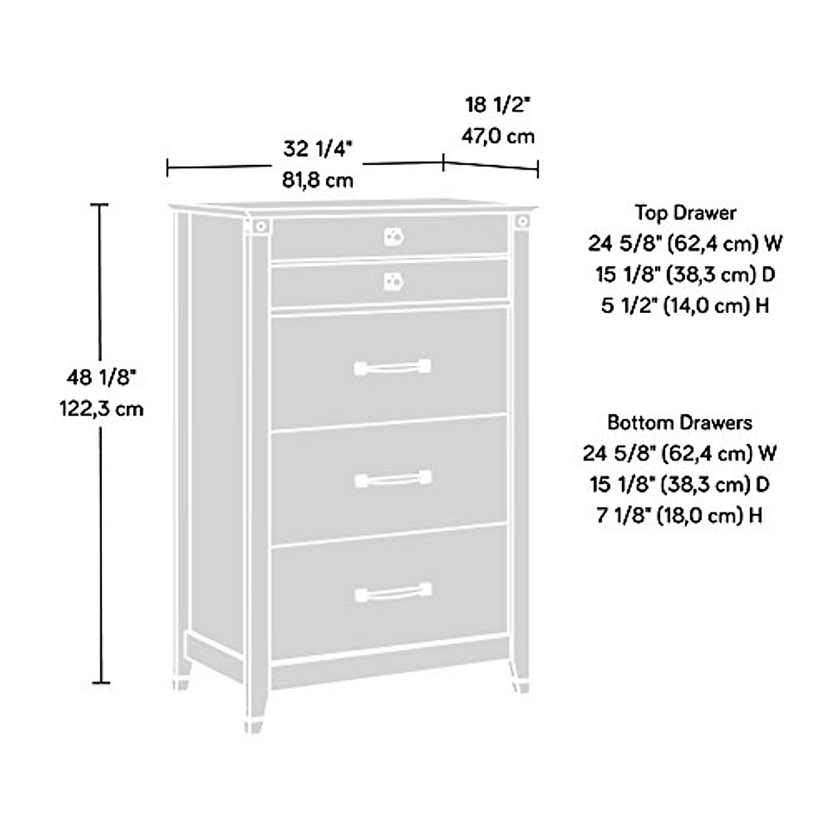 Sauder Carson Forge 4-Drawer Chest, Coffee Oak finish
