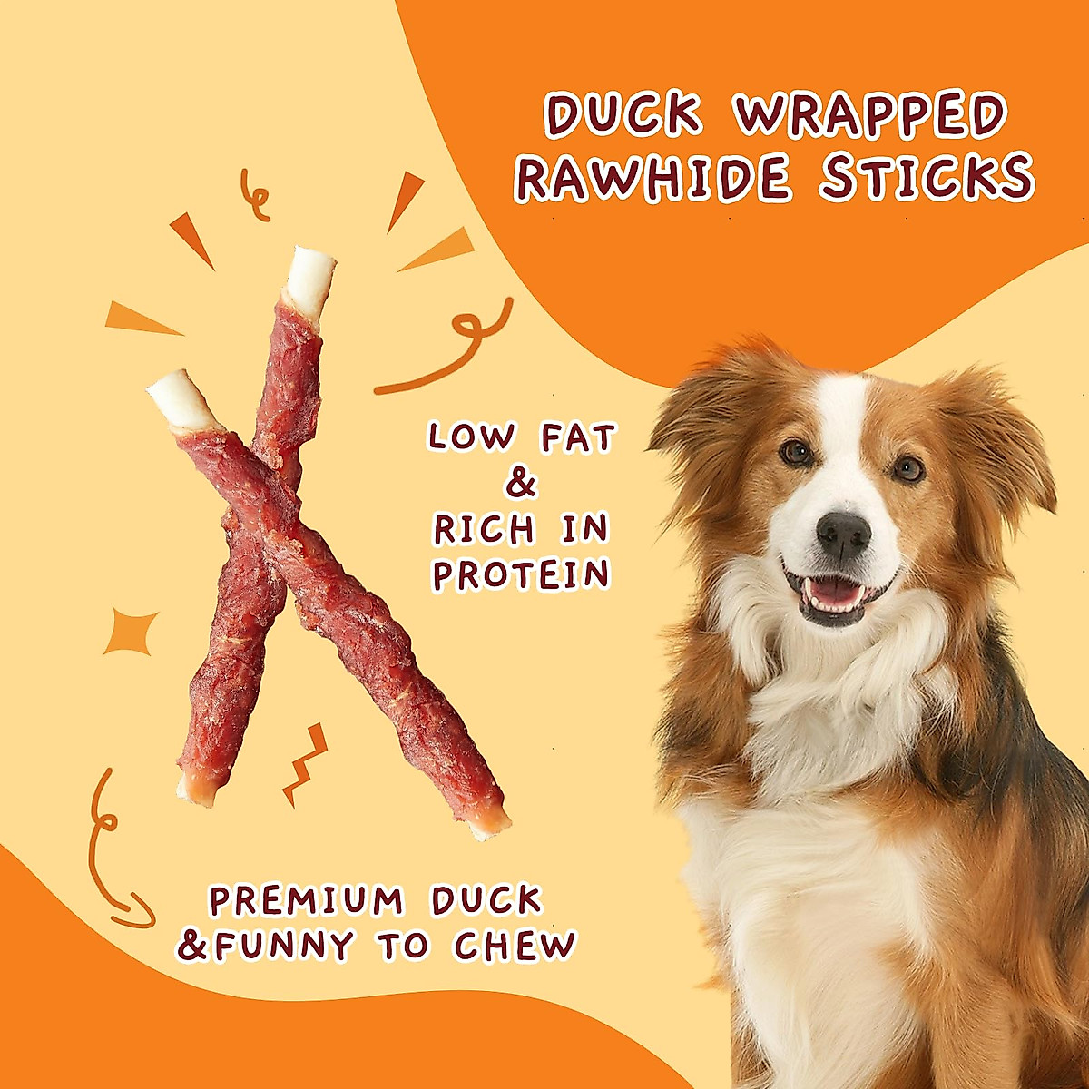Jungle Calling Dog Treats, Duck Breast Wrapped Rawhide Sticks for Dogs, Grain-Free Natural Chewy Treats Picky Dogs, Puppy Chews Snacks,10.6 oz