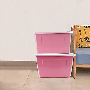 Paieshxi 92 Qt Large Pink Storage Bins with Lids, Collapsible Plastic Storage Containers Bins, Stackable Storage Bins Containers for Organizing, Waterproof Big Plastic Storage Box for Home Office