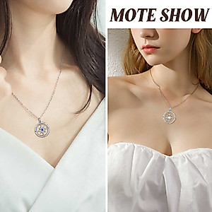 Jewmon Rotate Compass Necklace 2024 Graduation Gifts for Her 925 Sterling Silver Friendship Travel Necklace Opal Compass Charm Necklace High School College Students Graduation Necklace for Her FP222W