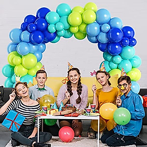 Blue Green Balloon Arch Kit, Ocean Theme Birthday Balloons 5 10 inch Blue Green Latex Party Balloons Garland Kit for Baby Shower Decorations Ocean Bachelorette Graduation Party Home Decorations