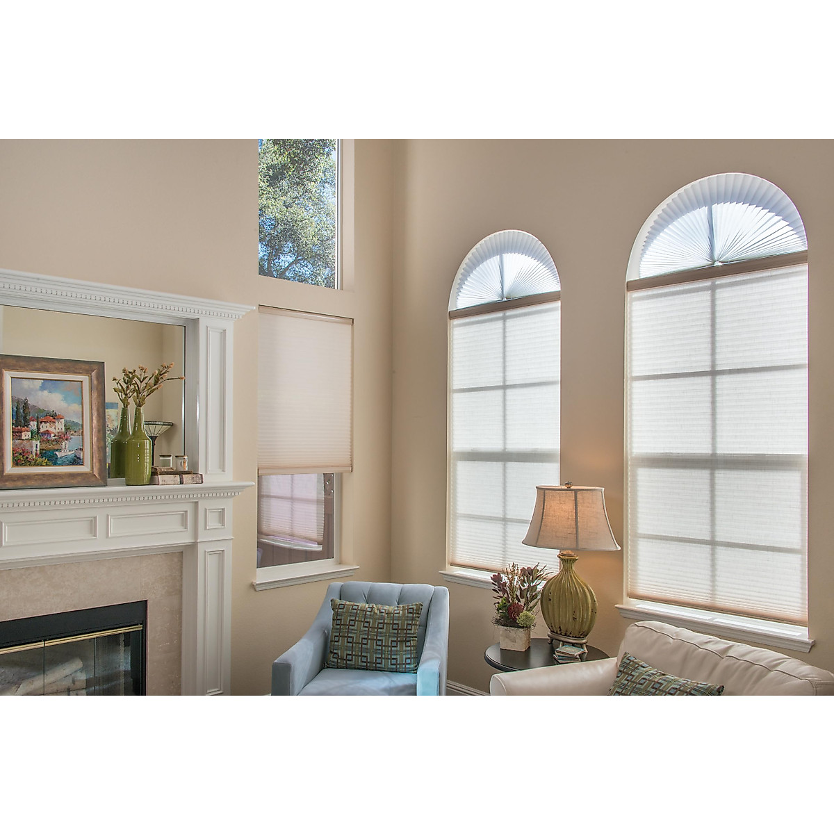 Redi Shade No Tools Original Arch Light Filtering Pleated Fabric Shade White, 72 in x 36 in